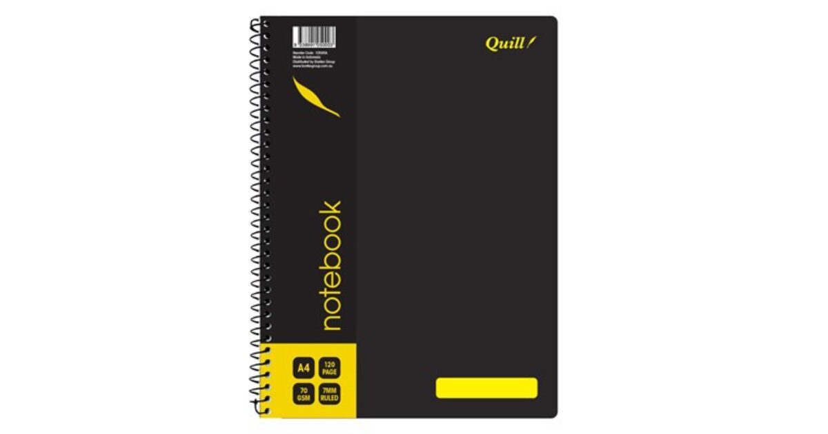 Lilydale Books | QUILL NOTEBOOK 70GSM A4 120 PAGES BLACK