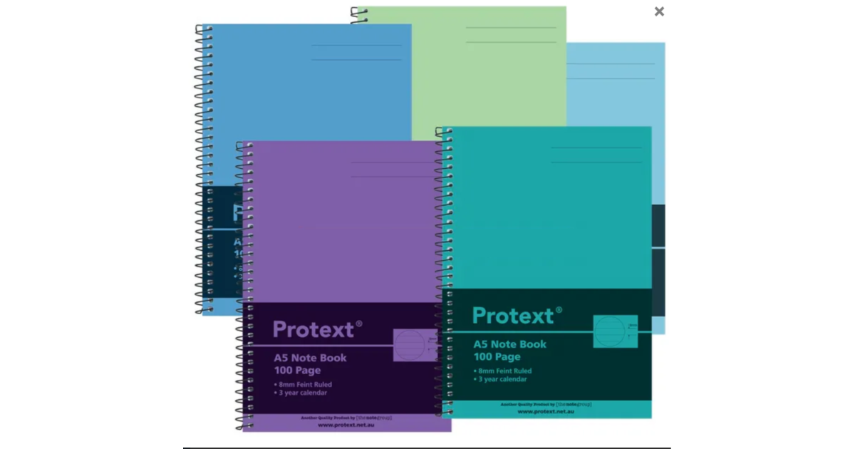 Lilydale Books | A5 PROTEXT NOTEBOOK 60GMS 100 PAGES