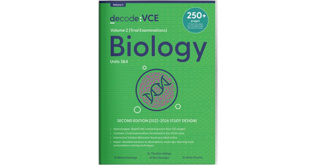 Lilydale Books | DECODE VCE BIOLOGY UNITS 3&4 2022 - 2026: VOLUME 2…