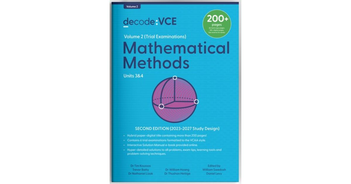 Lilydale Books | DECODE VCE MATHEMATICAL METHODS UNITS 3&4 2E…