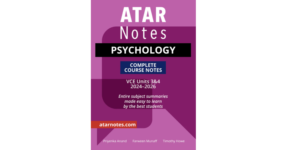 Lilydale Books | ATAR NOTES VCE PSYCHOLOGY UNITS 3&4 NOTES (2024-2026)