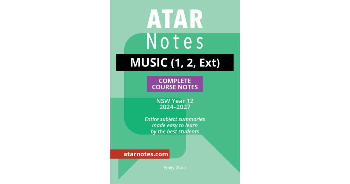Lilydale Books | ATAR NOTES HSC MUSIC (1, 2, AND EXTENSION) YEAR 12…