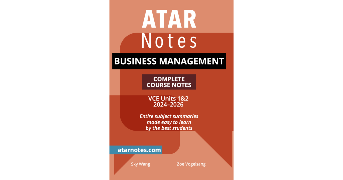 Lilydale Books | ATAR NOTES VCE BUSINESS MANAGEMENT UNITS 1&2 NOTES…