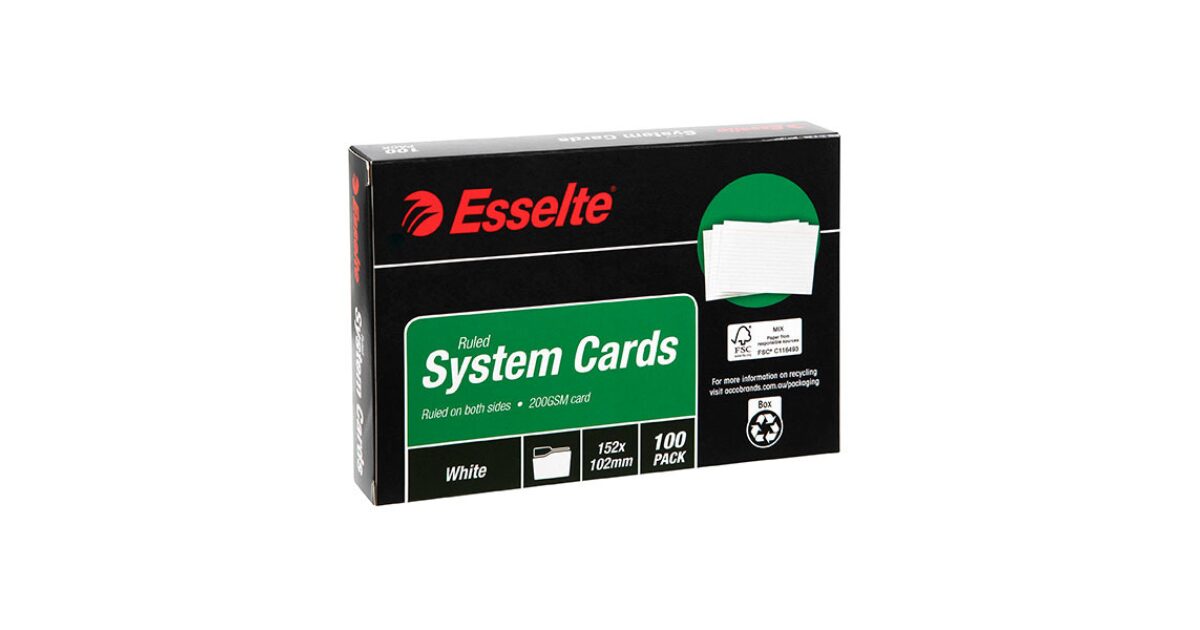 Lilydale Books | SYSTEM CARDS RULED 152 x 102MM (6X4) WHITE PACK OF…