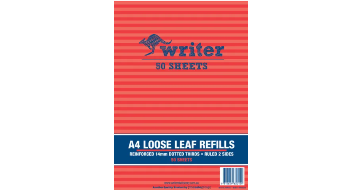 Lilydale Books | 50 REFILLS LINED PAPER A4 14MM DOTTED THIRDS