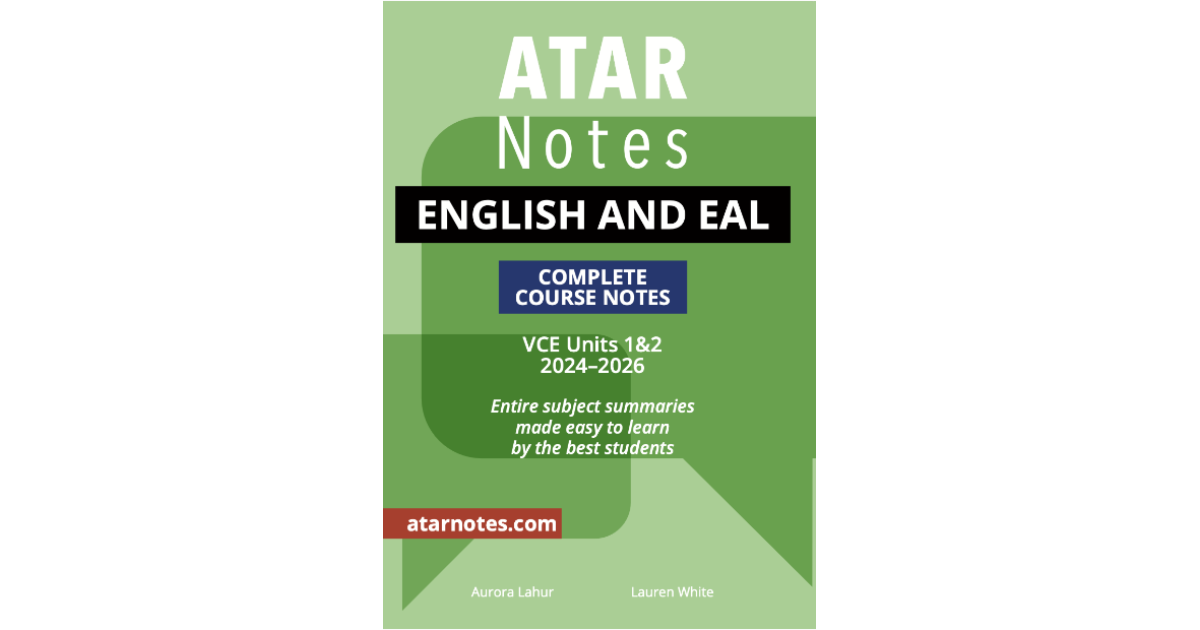 Lilydale Books | ATAR NOTES VCE ENGLISH AND EAL UNITS 1&2 NOTES…