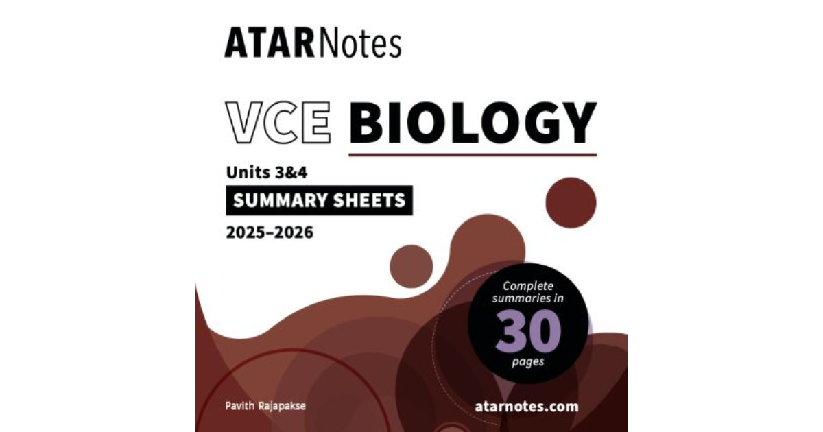 Lilydale Books | ATAR NOTES VCE BIOLOGY UNITS 3&4 SUMMARY SHEETS…