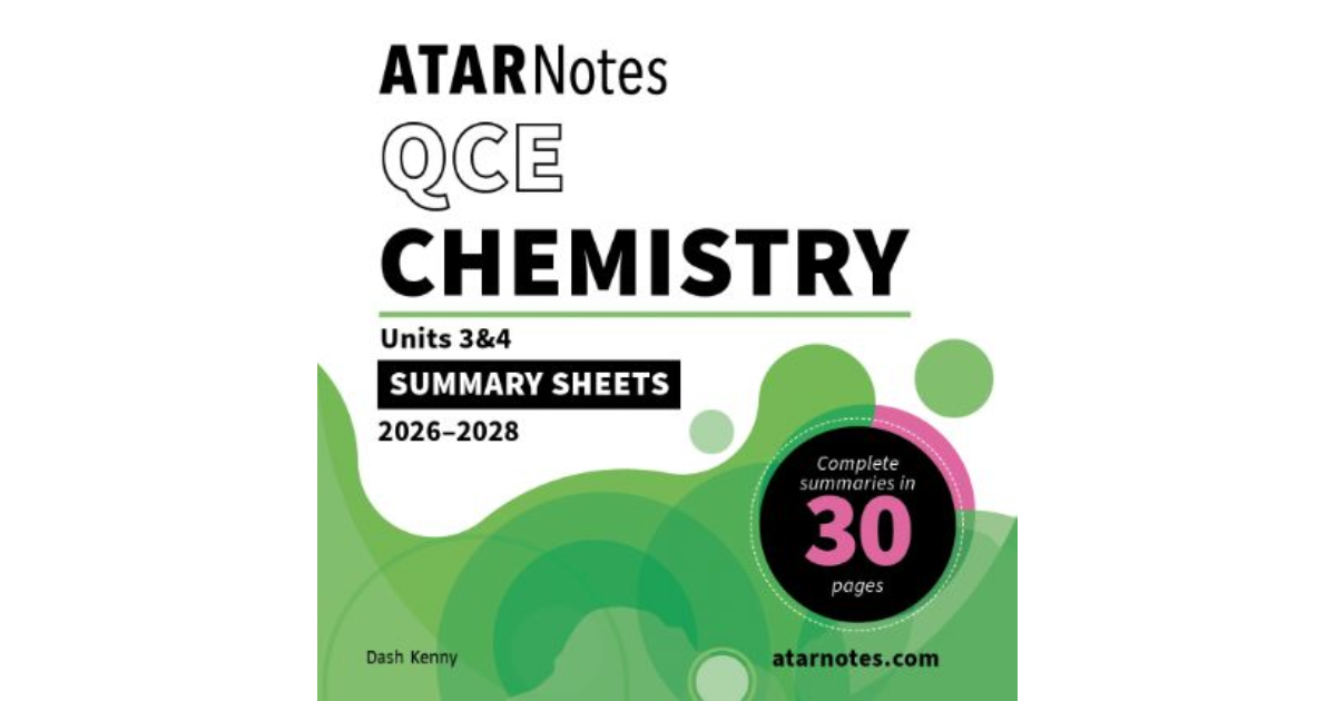 Lilydale Books | ATAR NOTES QCE CHEMISTRY UNITS 3&4 SUMMARY SHEETS…