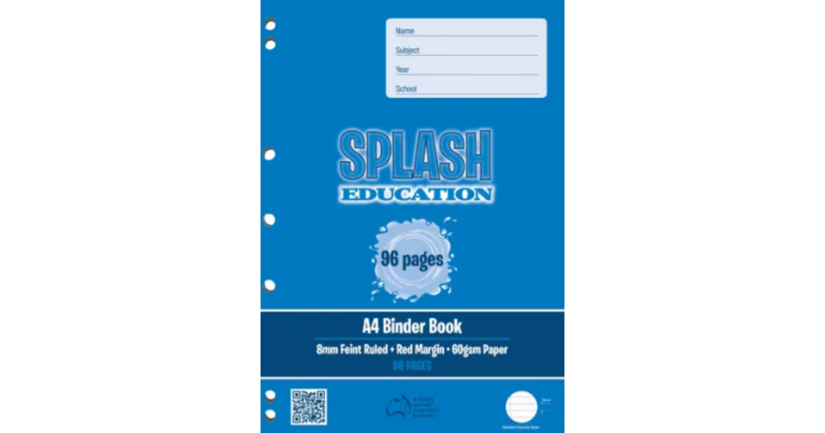 Lilydale Books | 96 PAGE A4 BINDER BOOK 8MM RULED WITH MARGIN